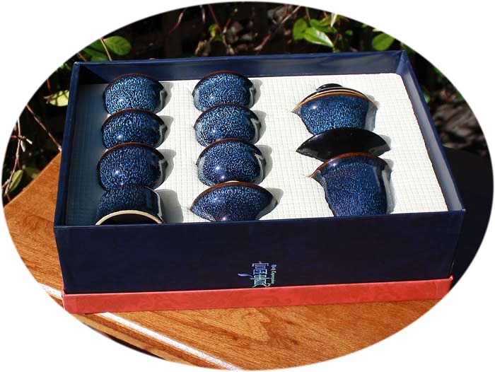 Chinese Gong Fu Gaiwan tea set Jun Kiln - blue Gaiwan | Valley Green Tea