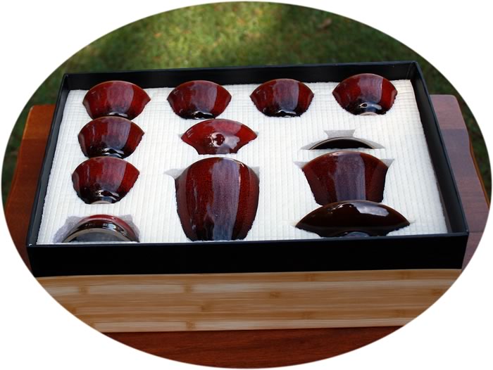 Chinese Gongfu Gaiwan tea set Jun Kiln - red | Valley Green Tea