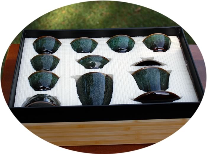 Chinese Gongfu Gaiwan tea set Jun Kiln - green | Valley Green Tea