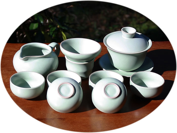 Chinese Gongfu Gaiwan tea set Gaiwan Ru Kiln | Valley Green Tea