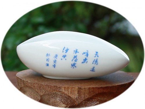 Buy De Hua Cha He | White Ceramic Tea Leaf Holder (Blue Art)